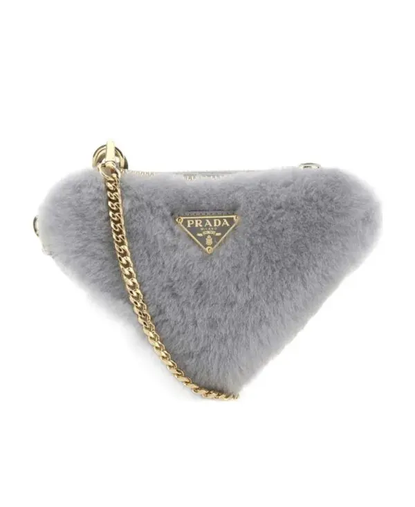 Prada Shearling And Saffiano Leather Mini-pouch - No