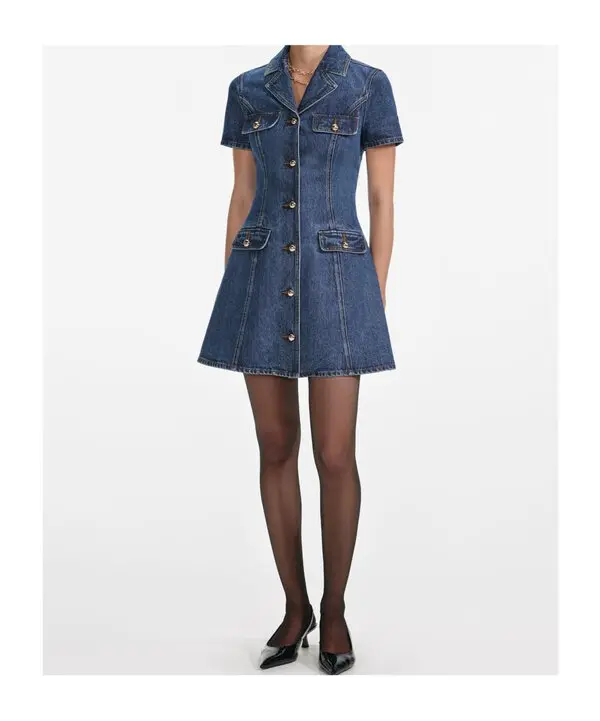 SELF-PORTRAIT Button-fastening Denim Mini Dress