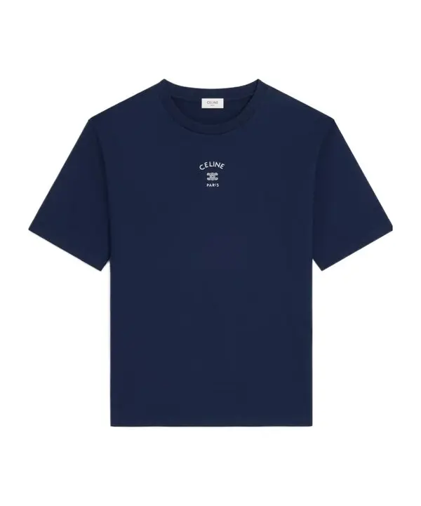Celine Loose T-shirt In Cotton Jersey - Blue