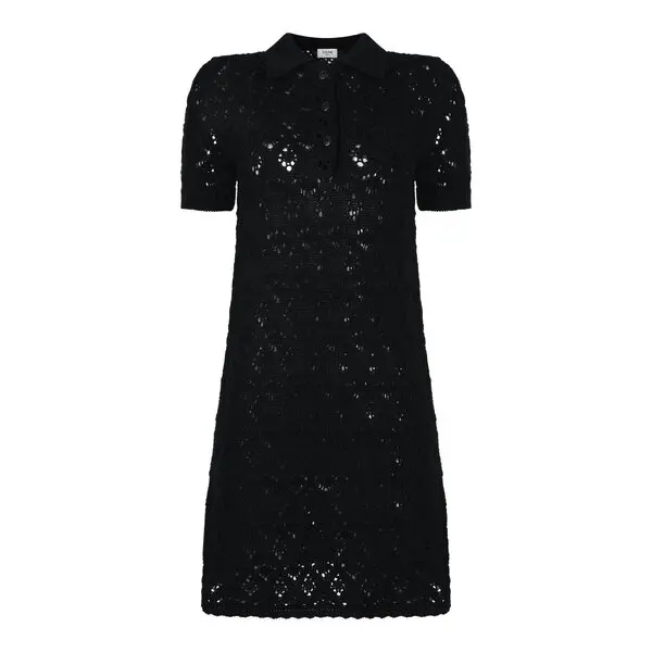 Celine Mini Dress In Cotton Pointelle - Black