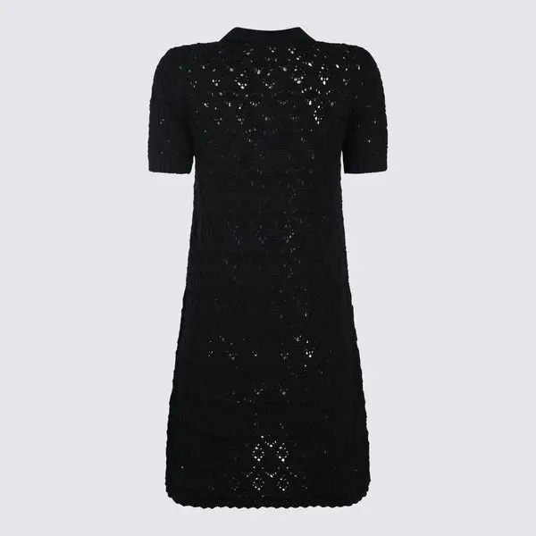 Celine Cotton Pointelle Mini Dress - Black