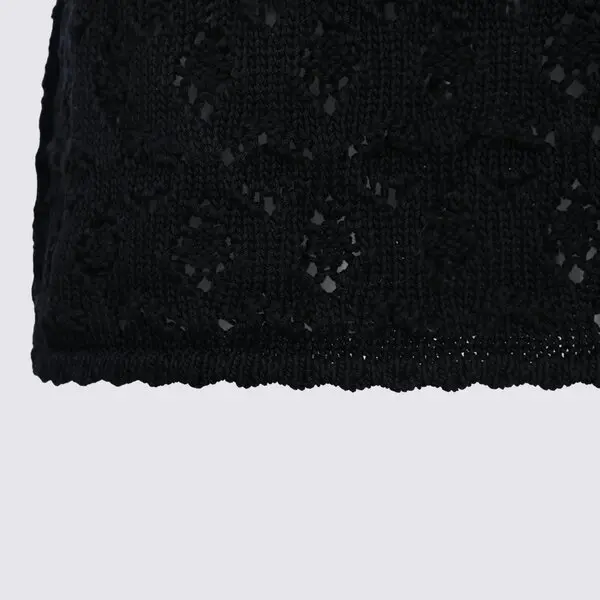 Celine Cotton Pointelle Mini Dress - Black