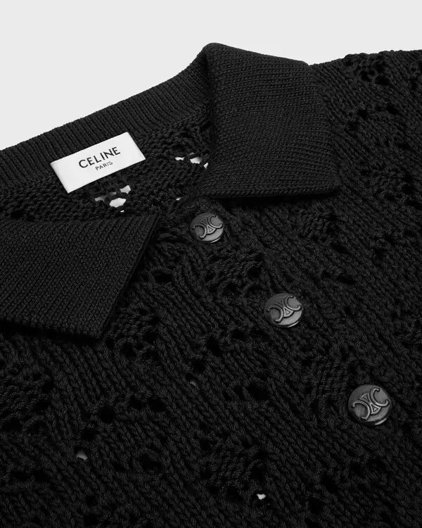 Celine Cotton Pointelle Mini Dress - Black