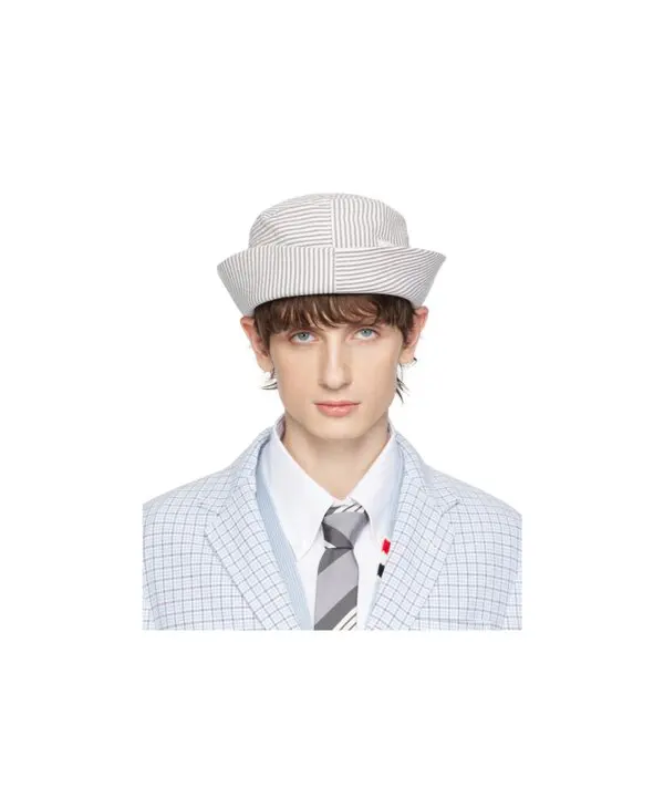 Thom Browne Striped Bucket Hat - White