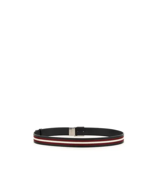 Bally Logo Buckle Stripe Detailed Belt - Black