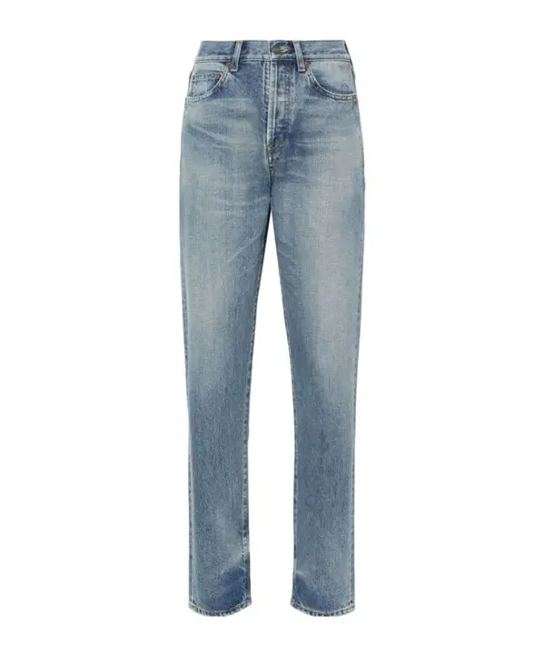 Saint Laurent Button Detailed High-waist Skinny Jeans