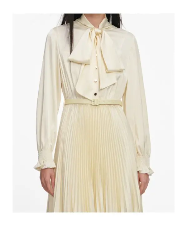 SELF-PORTRAIT Pleated Lace-trimmed Shirt Dress
