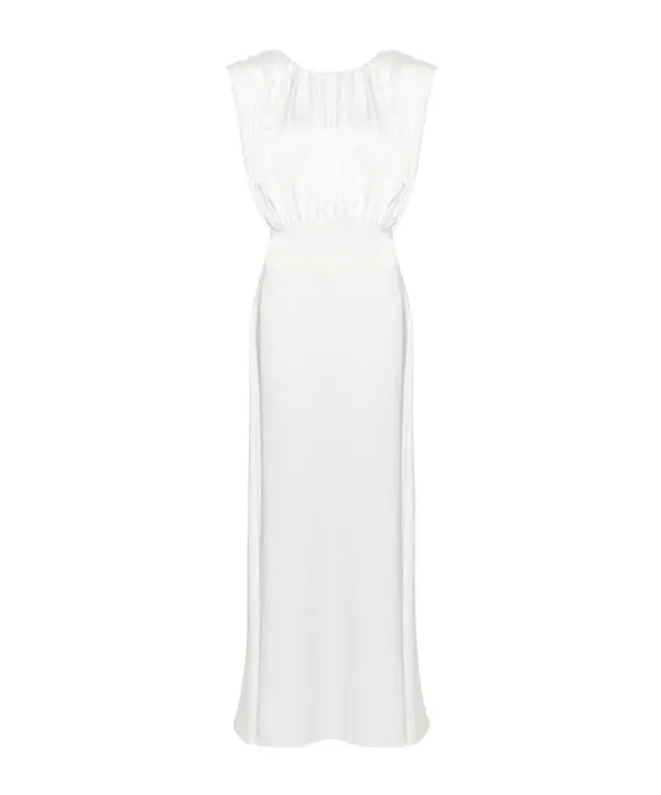 JIL SANDER Sleeveless Gathered Satin Gown