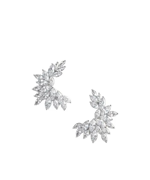 SELF-PORTRAIT Crystal Cuff Earrings - Silver