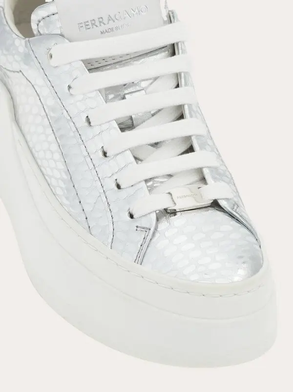 FERRAGAMO Silver Lace-up Sneakers