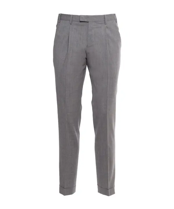 PT TORINO Straight-leg Trousers With Turn-up Hem - Gray