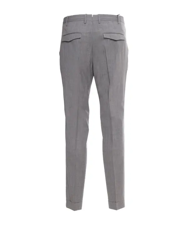 PT TORINO Straight-leg Trousers With Turn-up Hem - Gray