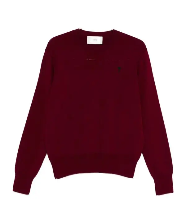 Ami Crew Neck Logo Sweater - Red