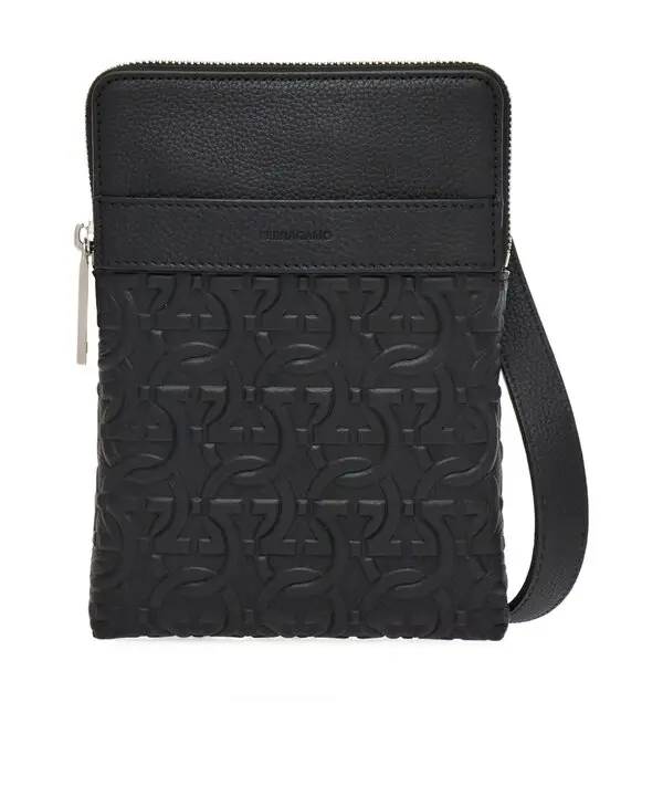FERRAGAMO Gancini Zipper Shoulder Bag - Black