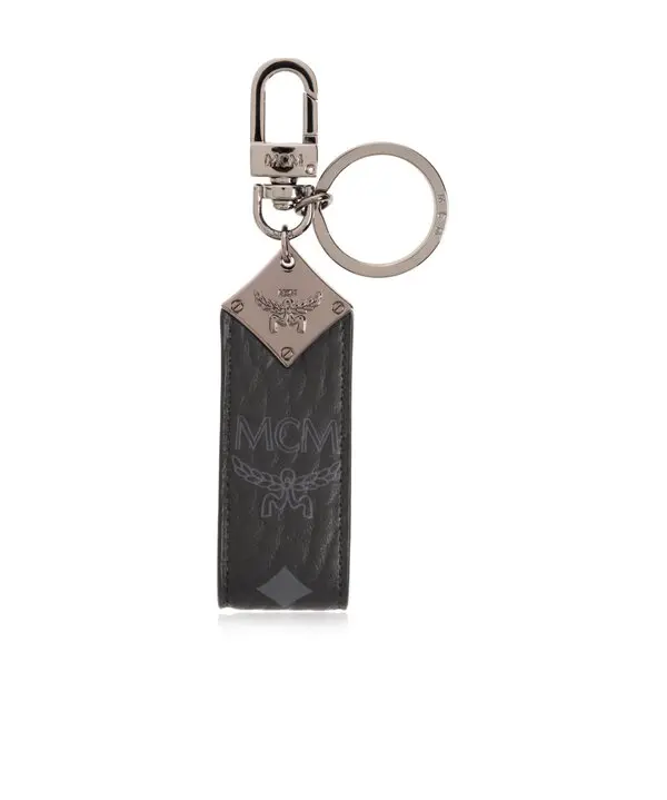 Mcm Logo Keychain With Removable Lobster Buckle - Black