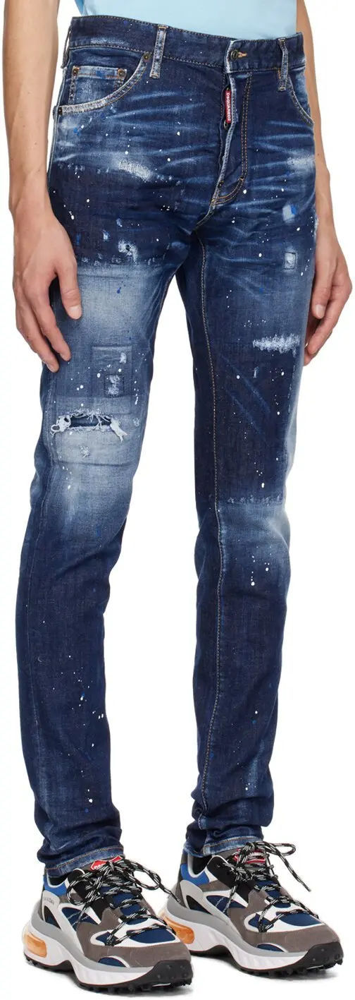 Dsquared2 Mid-rise Distressed Skinny Jeans - Blue