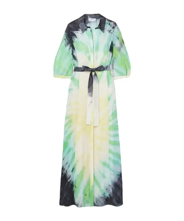 Gabriela Hearst Tie & Dye Lapel Shirt Dress