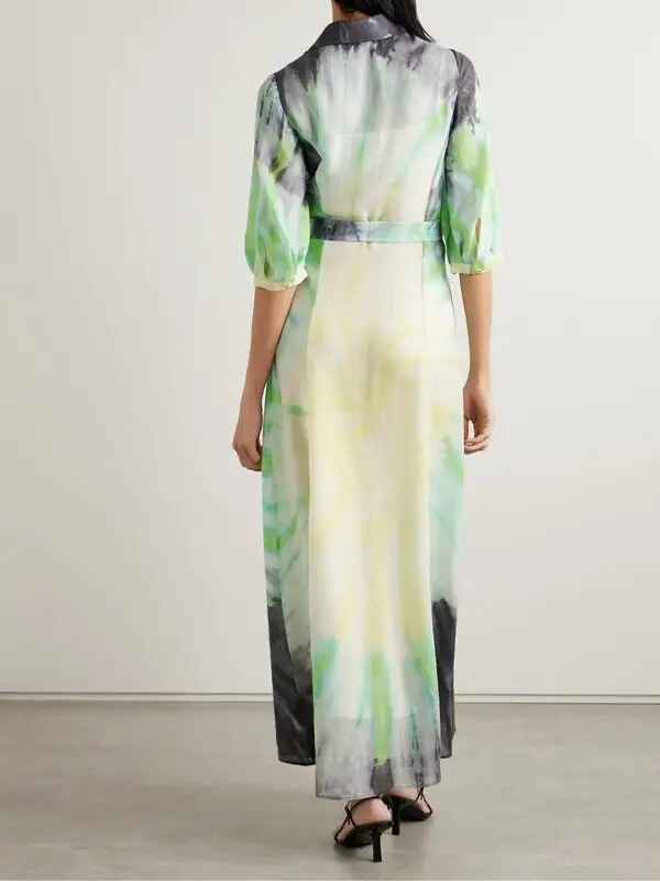 Gabriela Hearst Tie & Dye Lapel Shirt Dress