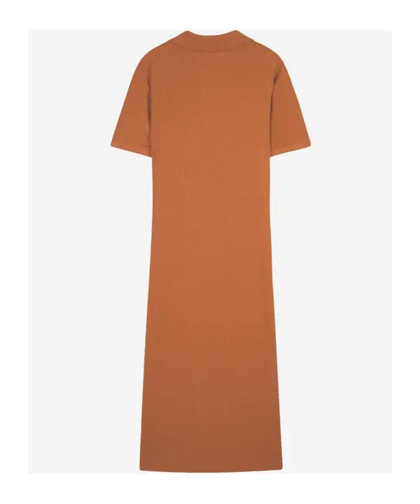 Maison Kitsuné Ribbed Knit Polo Midi Dress