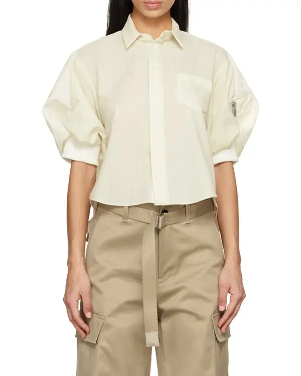 Sacai Puff-sleeved Striped Shirt