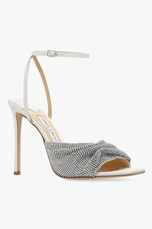 JIMMY CHOO Embellished High Heel Sandals With Square Toe