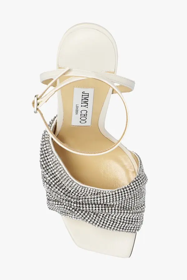 JIMMY CHOO Embellished High Heel Sandals With Square Toe