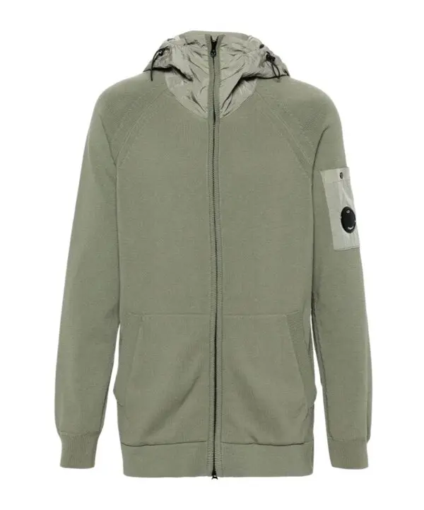 C.P. COMPANY Lens Detailed Hooded Zip-up Cardigan - Gray