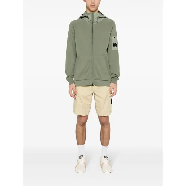 C.P. COMPANY Lens Detailed Hooded Zip-up Cardigan - Gray