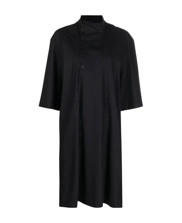 LEMAIRE High-neck Flared Cotton Dress - Black
