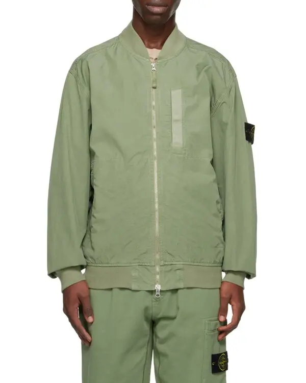 Stone Island Compass Motif Bomber Jacket - Sage