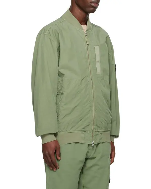 Stone Island Compass Motif Bomber Jacket - Sage