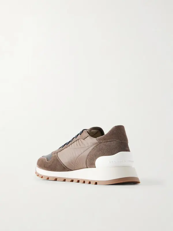 Brunello Cucinelli Panelled Lace-up Sneakers - Brown