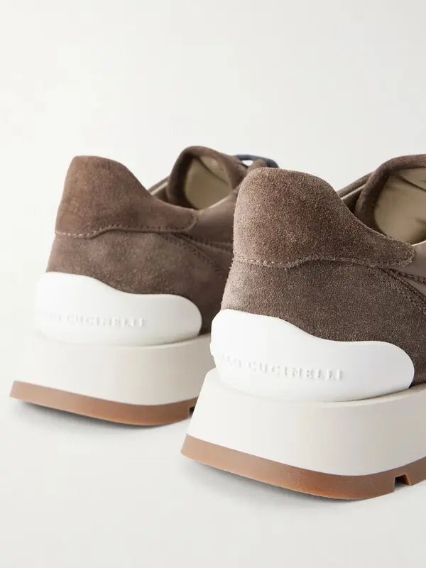 Brunello Cucinelli Panelled Lace-up Sneakers - Brown