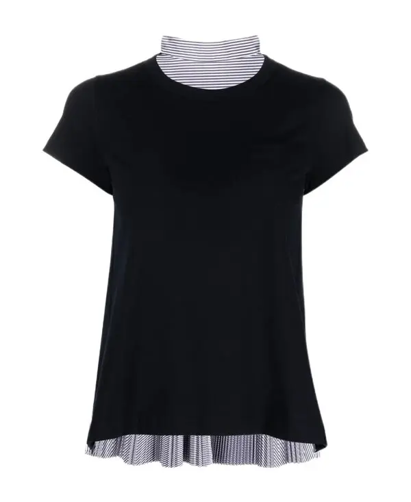 Sacai Stripe Detailed Pleated T-shirt