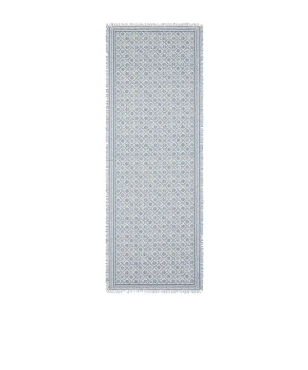 Tory Burch Fringed Monogram Scarf - Gray