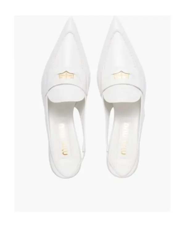 Miu Miu Leather Slingback Loafers With Embossed Logo