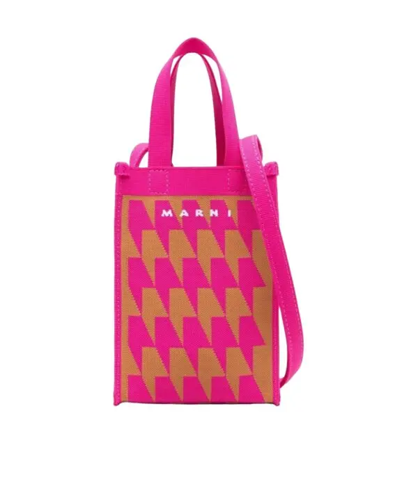 Marni Houndstooth Patterned Small Tote Bag