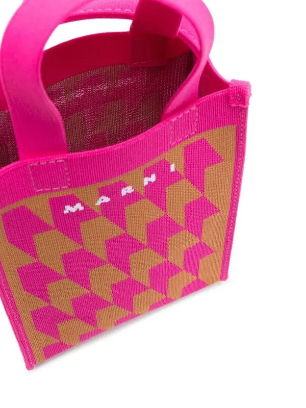Marni Houndstooth Patterned Small Tote Bag