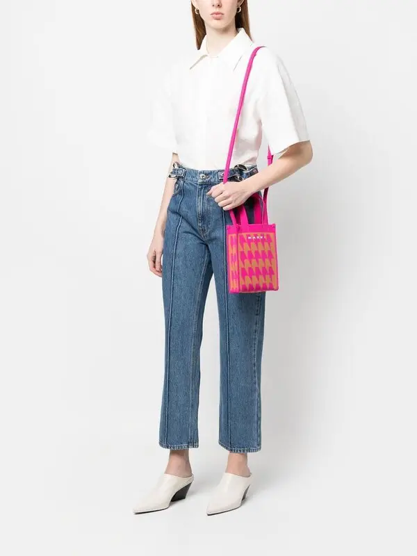 Marni Houndstooth Patterned Small Tote Bag