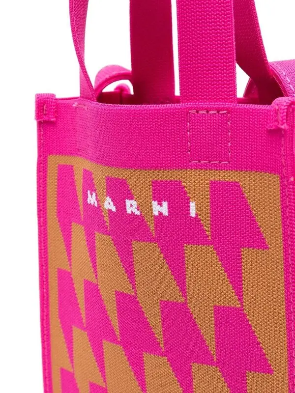 Marni Houndstooth Patterned Small Tote Bag