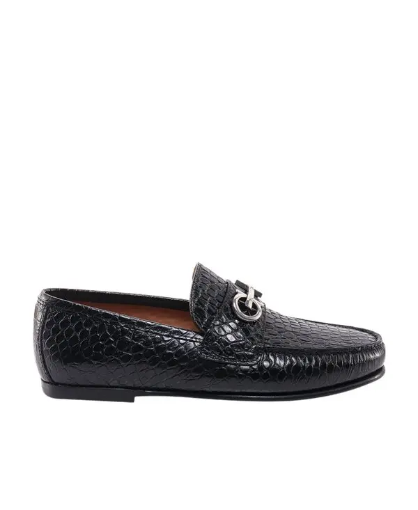 FERRAGAMO Embossed Slip-on Loafers With Horsebit Detail