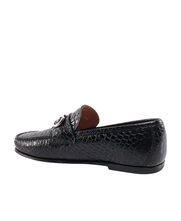 FERRAGAMO Embossed Slip-on Loafers With Horsebit Detail