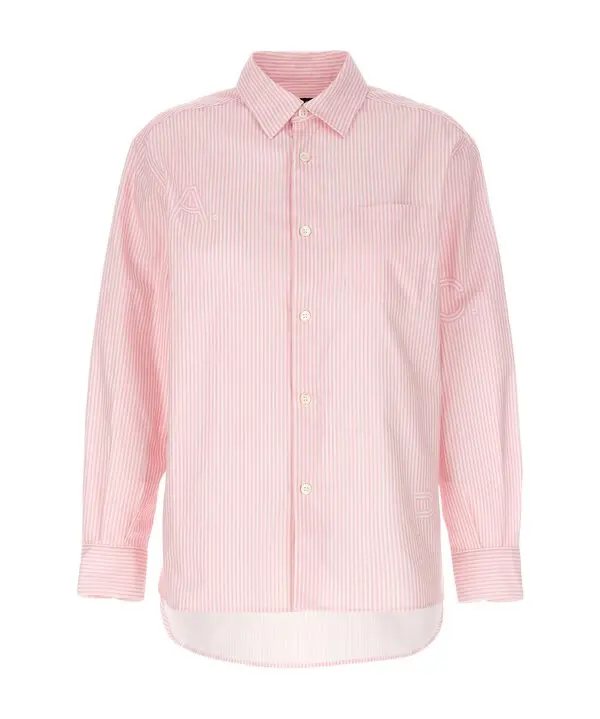 A.p.c. Striped Logo Embroidered Button-up Shirt