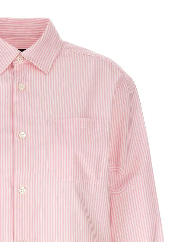 A.p.c. Striped Logo Embroidered Button-up Shirt