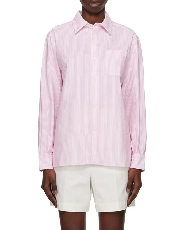 A.p.c. Striped Logo Embroidered Button-up Shirt