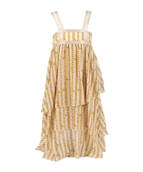 Versace Chain Print Tiered Dress