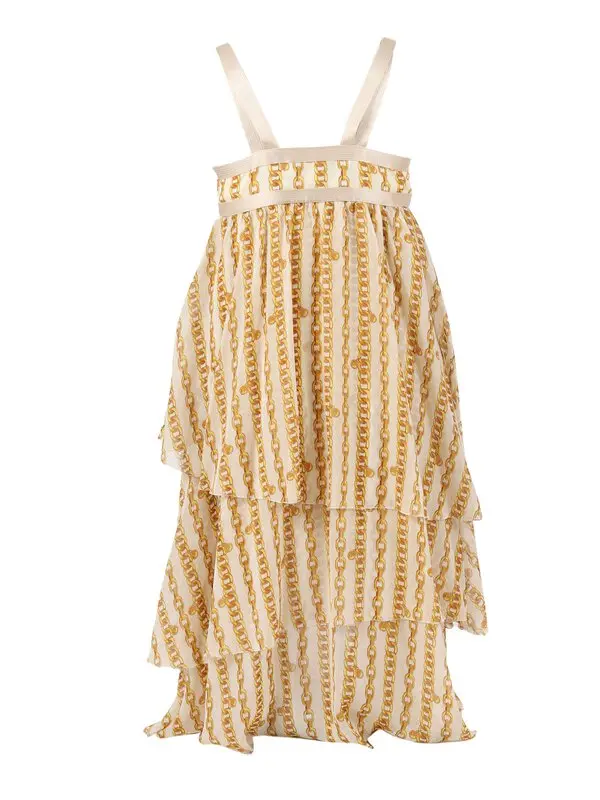 Versace Chain Print Tiered Dress