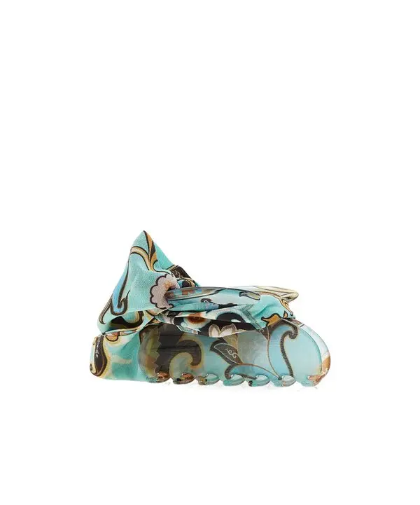 Etro Printed Fabric Hair Claw Clip - Blue