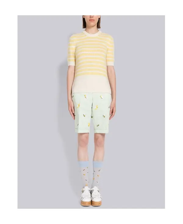 Thom Browne Striped Knit T-shirt With Button Side Slits