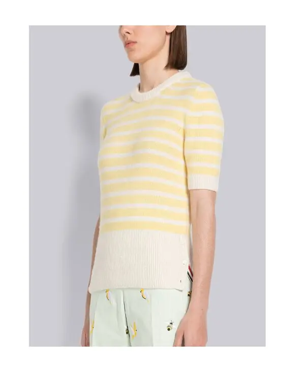Thom Browne Striped Knit T-shirt With Button Side Slits